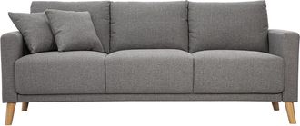 Miliboo MUNIK 3-Sitzer-Sofa aus grauem Stoff und hellem Holz