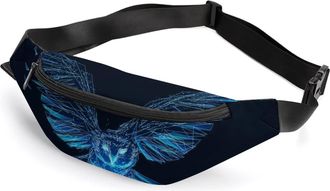 IUBBKI Dunkelblaue Eule, niedliche gl&uuml;ckliche Drachen, Bauchtasche, Erwachsene, Kinder, Sport-G&uuml;rteltasche f&uuml;r M&auml;nner und Frauen