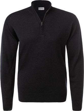 John Smedley Herren Troyer blau Merinowolle unifarben