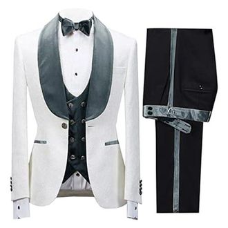 Generic Ensemble 2 pi&egrave;ces de smoking floral pour homme avec ch&acirc;le et revers - Blazer pour d&icirc;ner, bal, mariage, Couleur 3, 4XL