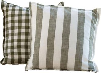 HOME MAISON Home Maison Qabane Kissenbezug, 100% Baumwolle, gestreift und Vichy-Karo, wendbar, authentischer und benutzerfreundlicher Stil, f&uuml;r Wohnzimmer, Schlaf
