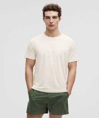 lululemon Mile Maker Run Crew Leichtes Kurzarm-Laufshirt mit Rundhalsausschnitt für Männer - Größe XL in Light Ivory