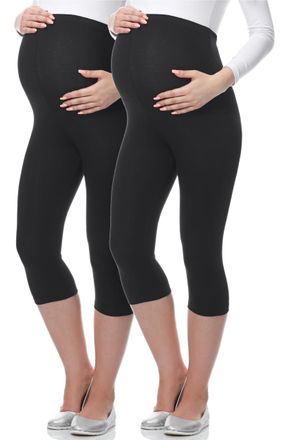 Be Mammy 3/4 Umstandsleggings aus Viskose BE-03 2er Pack (Schwarz/Schwarz, XL)