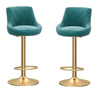 Generic Hochwertiges, ergonomisches Barhocker-Set (2 St&uuml;ck), mechanisch verstellbar, Stoffbezug, verchromtes Gestell, 65-80 cm