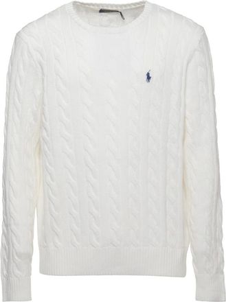Ralph Lauren Homme, Pulls, Blanc, Taille: S Pull Ras du Cou en Coton C&acirc;bl&eacute;