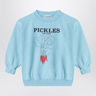 Bobo Choses Light blue cotton sweatshirt with Pickles print