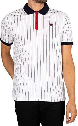 Fila Homme Polo Rayé Vintage Classique, White/Red/Peacoat, 3XL