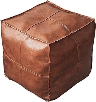 Baoblaze Housse de Pouf Marocain Non Rembourrée - Couverture de Pouf en Cuir PU Imperméable, pour Rangement et Déco Salon, Style Bohème, Siège de Sol et Repose