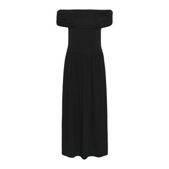 Soaked In Luxury Elegantes schulterfreies Maxikleid - - Dresses - Damen - Schwarzk - L