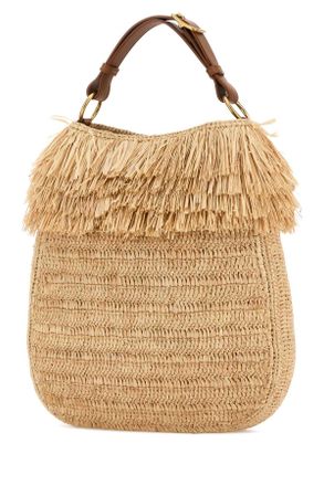 Saint Laurent Womens Raffia Roady Shopping Bag Palebrownbrick Borse A Mano
