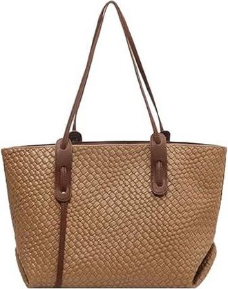 Generic Garhomtur Sac fourre-tout classique tissé en cuir PU tendance grande capacité pour le shopping, le travail, les voyages, la piscine, les vacances, kak
