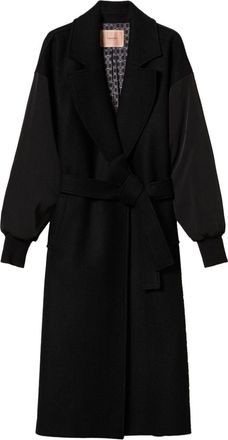 Twin-Set Mantel mit Gürtel - Schwarz