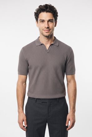 HUGO BOSS Kurzarmpullover BOSS H-Natalo, Herren, Gr. XL, grau (medium lila510), Strick, Obermaterial: 100% Baumwolle, unifarben, regular fit normal, Rippb&uuml;ndche