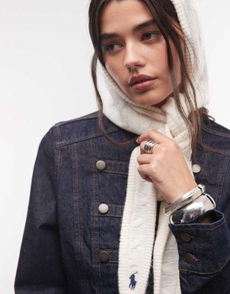 Polo Ralph Lauren &eacute;charpe cache-coeur en maille torsad&eacute;e cr&egrave;me-Blanc