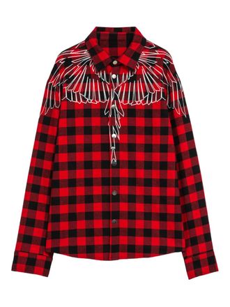 Marcelo Burlon Kariertes Hemd mit Stickerei - Rot