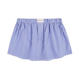 Sporty & Rich Signature Logo Poplin Skirt - - Skirts - Damen - Blau - M