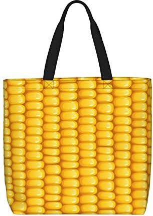 Generic Sac De Courses Motif D&Eacute;pis De Ma&iuml;s Frais Et M&ucirc;rs Sac Fourre-Tout En Toile Personnaliser R&eacute;utilisable Sacs En Toile, Pour Femmes, &Eacute;cole, Tous Les Jours