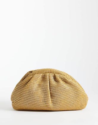 True Decadence Clutch aus Rattan in Gold