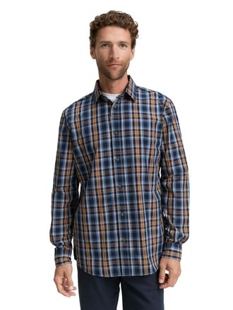 Tom Tailor Herren 1047324 Regular Fit Hemd mit Karo-Muster, 38477-Navy Blue Shades Check, XXL