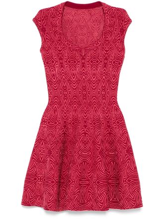 Alaia robe courte à monogramme en jacquard (2016) - Rouge
