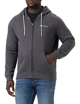 Champion American Classics Small Script Logo Full Zip Sweat-Shirt à Capuche pour Homme, Griggio Fer, M