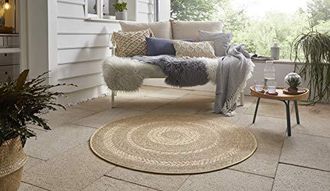 Hanse Home NORTHRUGS In- und Outdoor Teppich Almendro Rund Ø 200 cm - Flachgewebe Sisal-Look Skandi-Design Wetterfest für Balkon Terrasse Wintergarten Küche Badt