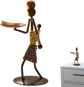 Generic Bougeoir pour femme africaine, bougeoir en m&eacute;tal de style africain abstrait pour fille, bougeoir pour d&eacute;coration de salon, table &agrave; manger