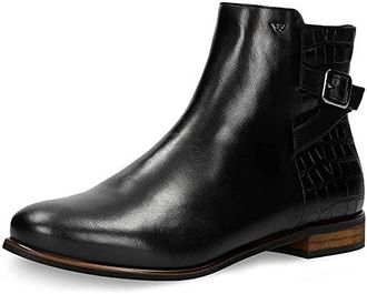 Wojas Bottines pour femme avec fermeture &eacute;clair en cuir lisse - L&eacute;g&egrave;rement doubl&eacute;es - Chaussures dhiver en cuir - Noir, Noir 2, 37 EU