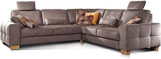 Cavadore Cavadore Ecksofa Puccino mit Federkern, verstellbarer R&uuml;ckenlehne und 2 Kopfst&uuml;tzen / Sofa gleichschenklig in L-Form im Landhaus-Design / 276 x 86 x 2