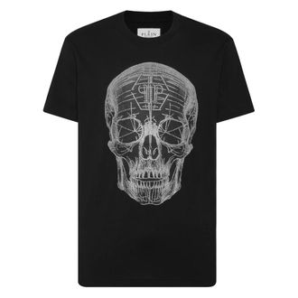 Philipp Plein Homme, Tops, Noir, Taille: 3XL T-Shirt Col Rond T&ecirc;te de Mort