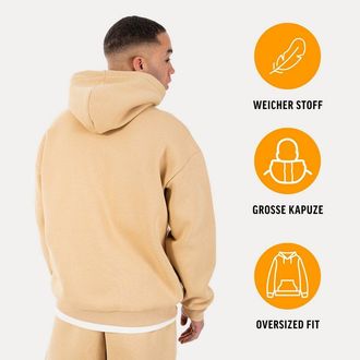 Smilodox Hoodie Oswin, Oversized Pullover Herren, Sweater mit Frontprint und Kapuze Baggy Fit, Weiches Sweatmaterial, ideal f&uuml;r Gym & Freizeit