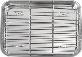 Cabilock DOITOOL Plaque De Cuisson Avec Grille, 1 Plaques De Cuisson Antiadh&eacute;sives Rectangulaires Plat Inox Avec Grille En Acier Inoxydable Et Grille De Refroi