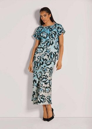 Madeleine Langarmbluse Moderne &auml;rmellose Bluse Floral-Print, Rundhals, Strassdetails, kurze &Auml;rmel