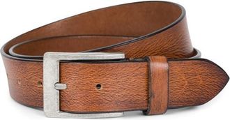 styleBREAKER Ceinture en cuir de boeuf unisexe Couleurs unies avec surface vein&eacute;e et boucle bross&eacute;e, ajustable 03010126, couleur:Cognac, taille:105cm