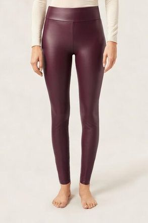 Calzedonia Thermohose In Lederoptik Bordeaux