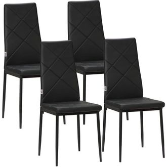 HOMCOM Esszimmerst&uuml;hle 4er Set K&uuml;chenstuhl mit R&uuml;ckenlehne, Kunstleder, Polsterstuhl mit Fu&szlig;polster, Wohnzimmerstuhl, St&uuml;hle mit Stahlbeine f&uuml;r Esstisch
