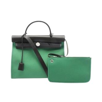 Herm&egrave;s Pre-owned Herbag Zip PM Toile Officier Vache Hunter 2way Handbag - - Pre-owned - Damen - Gr&uuml;n - ONE SIZE