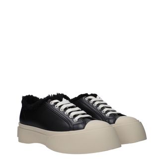 Marni Womens Black Leather Chunky Sneakers