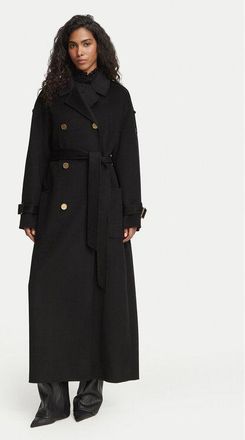 Elisabetta Franchi Wollmantel CP-02D-66E2-V790 Schwarz Regular Fit