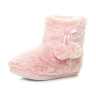 Ajvani Femmes hiver pompon doubl&eacute; de fourrure confort tricot&eacute; bottines chaussons pantoufles pointure 6 39
