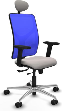 Piqueras y Crespo Ergonomischer Stuhl mit 2D-Armen, h&ouml;henverstellbare Lendenwirbelst&uuml;tze und festes Kopfteil, ausgestattet mit Syncro/Traslack und Schneideschaum, Blau/