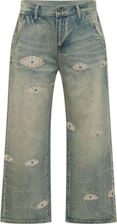 KidSuper Studios Homme, Jeans, Bleu, Taille: S Studded Face Jeans