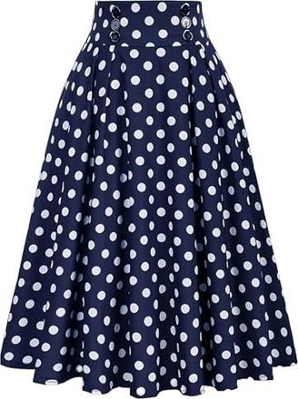 Generic Jupe plaid &eacute;l&eacute;gante r&eacute;tro vintage des ann&eacute;es 50 pour femme - Taille haute - Grille - Jupe festive vintage - Jupe midi - Jupe midi &eacute;lastique - Jupe tai