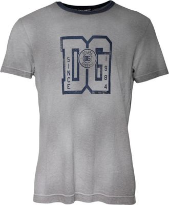 Dolce & Gabbana Homme, Tops, Gris, Taille: L T-Shirt &agrave; Manches Courtes et Col Rond