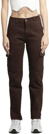 JOPHY & CO. Pantalon cargo pour femme taille haute avec poches latérales - Style décontracté utilitaire, coupe confortable (cod. 8045), 8045 Marron, L
