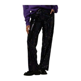Y.A.S Yaseliva Sequin HW Straight Pant - - Trousers - Damen - Schwarzk - XS