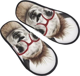 Generic Chaussons Maison Lama Avec Des Lunettes Portative Slippers Épais Pantoufles En Coton Pour Unisex Automne Outdoor M