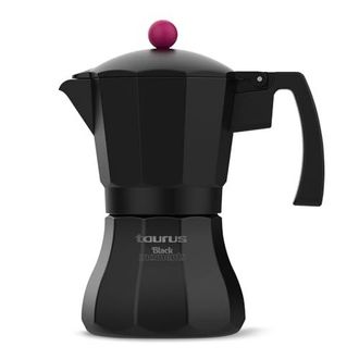 Taurus Taurus Black Moments 12 - Cafeti&egrave;re italienne, 12 tasses, base et passoire en acier inoxydable, poign&eacute;e ergonomique, soupape de s&eacute;curit&eacute;, fermeture de