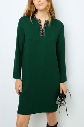 Gerard Darel Robe courte au col bijou - STERNA - Vert fonc&eacute;