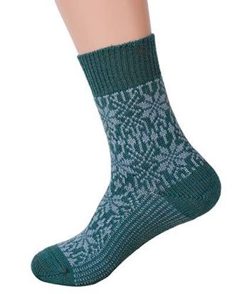 Hirsch Chaussettes Stern - Bleu/naturel - Cerf naturel - 100 % laine - Multicolore - 39